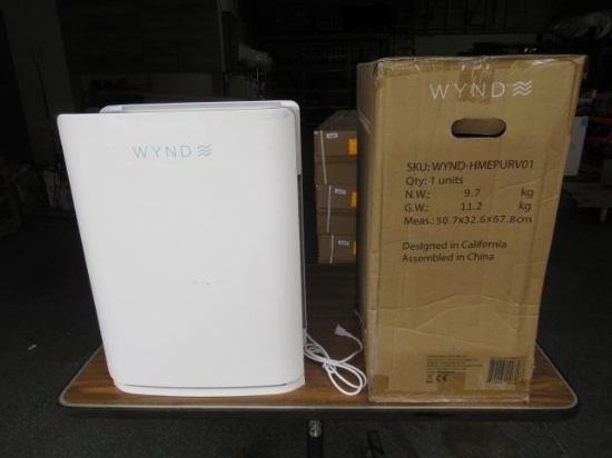WYND MAX ROOM AIR PURIFIER W/ DOUBLE V SERIES HEPA FILTERS, PURIFIES ...