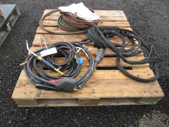 ASSORTED WELDING LEADS W/ GUNS, TORCH LEADS W/ TORCH HEAD, & ASSORTED ...