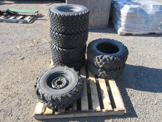 (4) OTR 350 MAG OFF ROAD TIRES 24 X 11.00-12NHS ON 4-LUG WHEELS (2 ...