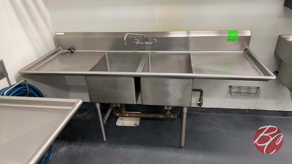SPG Stainless 2-Well Sink W/ Drainboards 85-1/2" | Proxibid