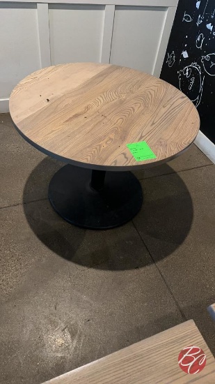 Solid Wood Round Pub Table W/ Heavy Duty Base 42" | Industrial ...