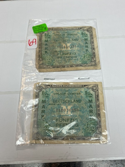 2 German 1944 WWII Allied Occupation Notes - VG | Guns & Military ...