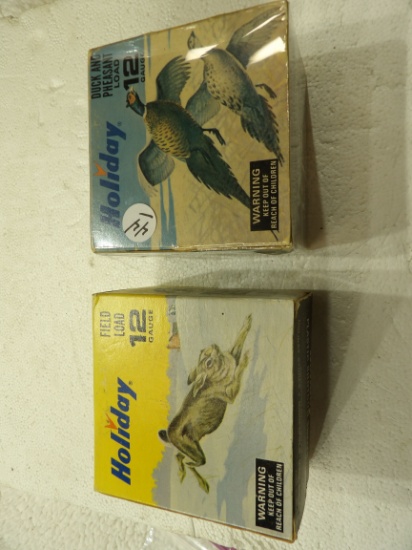 2 Vintage Holiday Shotgun Shell Empty Boxes 12 ga Duck & Pheasant & 12 ...