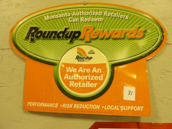Round-up Monsanto Metal Sign 14"x20" (Odd Shaped) | Online Auctions ...