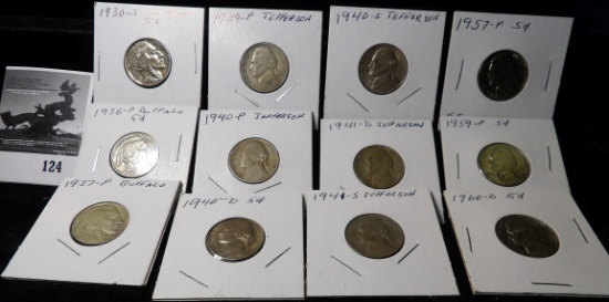 1930 S VF, 36P EF, 37 P VF Buffalo Nickels; 39P, 40P, D, S, 41D, S, 57P ...