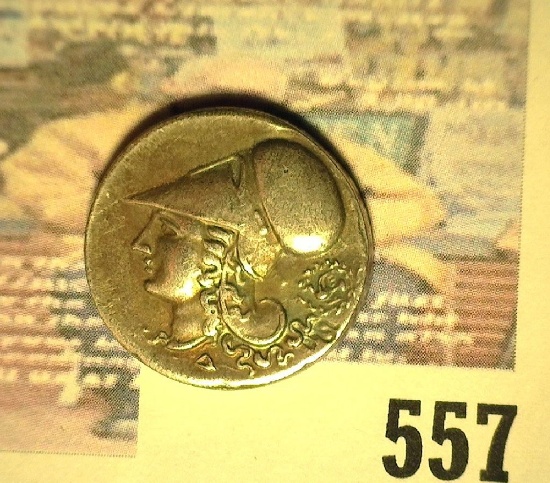 Pegasus/Athena Roman Silver Coin, rim has an unusual texture. Appears ...