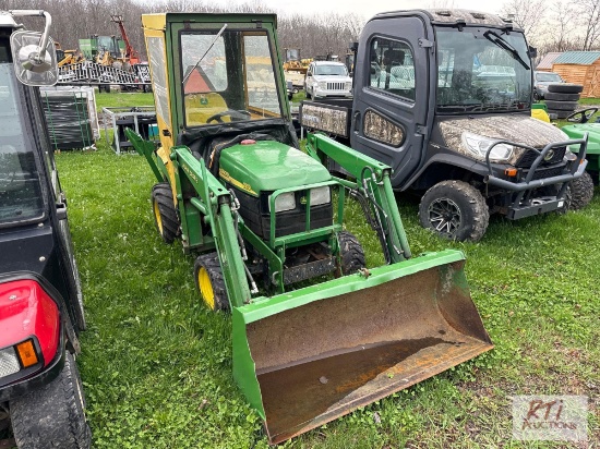 John Deere 2210 4WD compact diesel tractor with loader, backhoe, cab ...