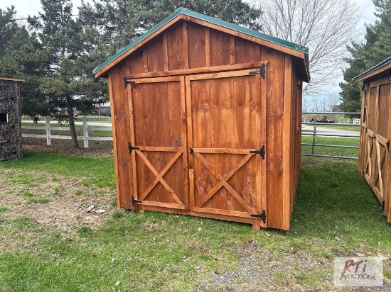 8x12 Amish built wooden shed, double barn doors, ramp, 2 windows ...