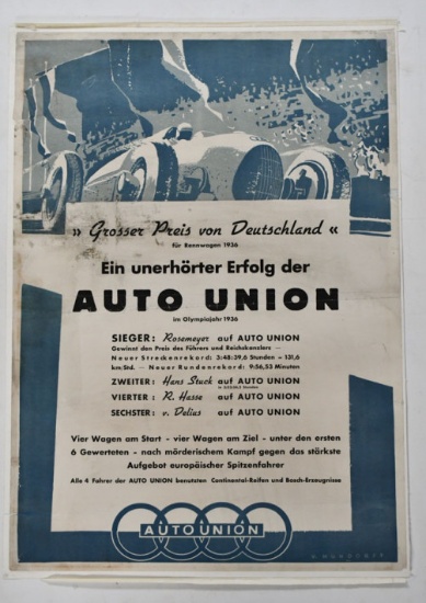 1936 Auto Union German Grand Prix Poster | Online Auctions | Proxibid