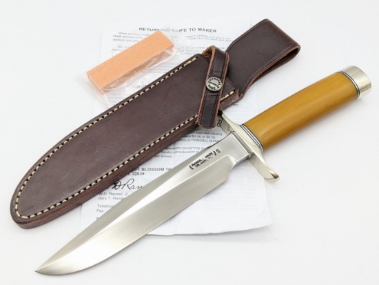 Randall Model 1 7in Orange Micarta All Purpose Fighter w/ Sheath, Stone ...