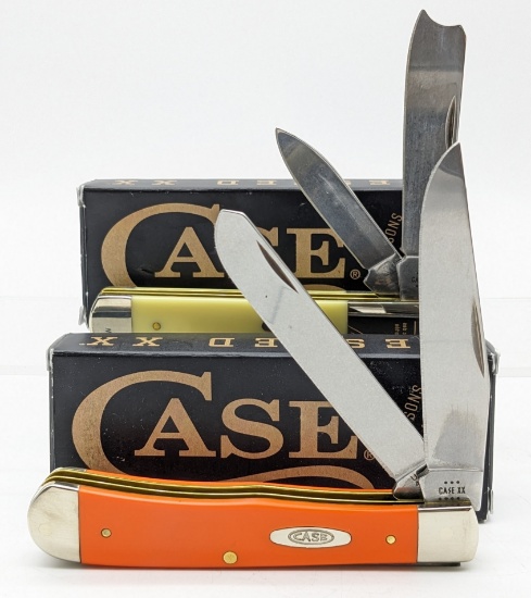 2023-24 Case XX Yellow & Orange Synthetic Trapper & Razor w/ Boxes ...