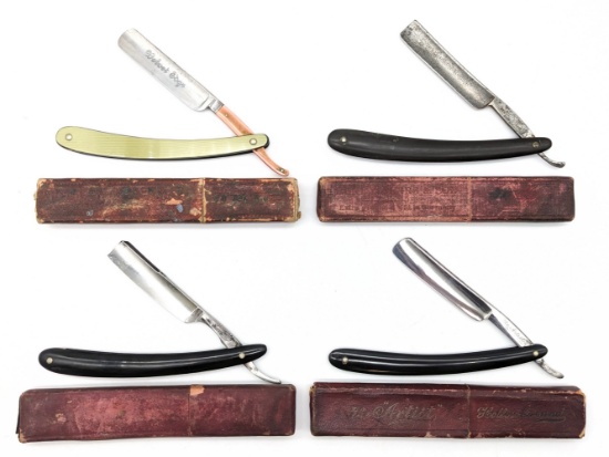 (4) Various Brand Antique Straight Razors w/ Boxes | Guns & Military ...
