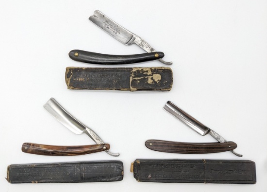 (3) Antique Wade & Butcher Straight Razors w/ Boxes | Guns & Military ...