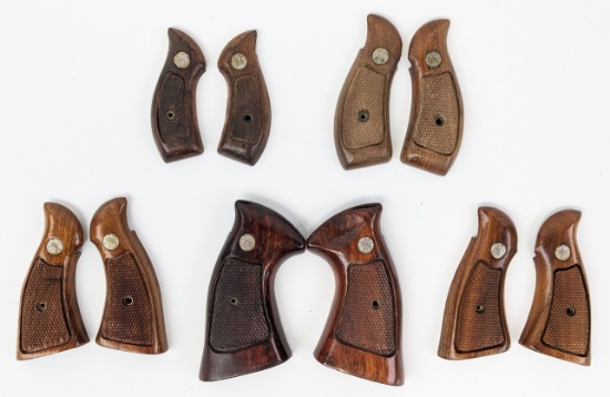 (5) Smith & Wesson Revolver Checkered Wood Grips | Guns & Military ...