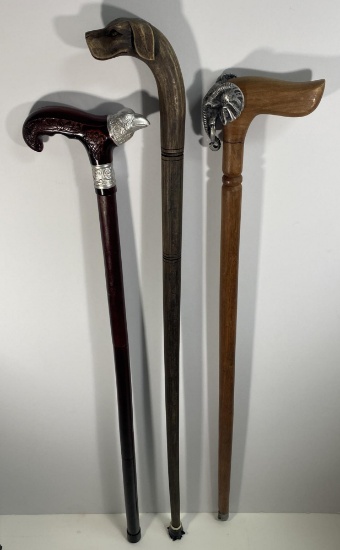 THREE ANIMAL HEAD WALKING STICKS / CANES | Industrial Machinery ...