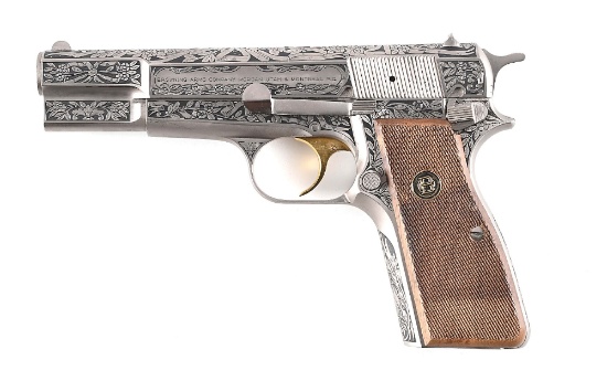 (M) FACTORY ENGRAVED BELGIUM BROWNING LOUIS XVI HI-POWER 9MM SEMI ...