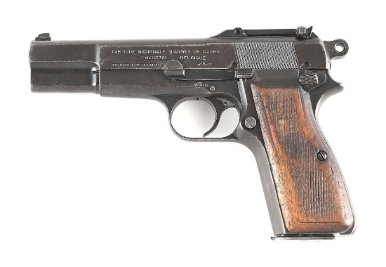 (C) FIRST YEAR FN HI-POWER 9MM SEMI-AUTOMATIC PISTOL WITH STOCK/HOLSTER ...
