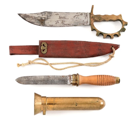 LOT OF 2: US WWII COG GUARD KNUCKLE KNIFE AND MARK V DIVER KNIFE ...