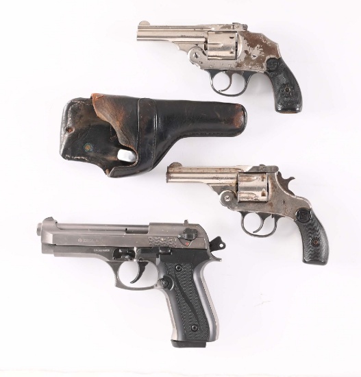 (C) LOT OF 3: IVER JOHNSON SAFETY HAMMERLESS REVOLVER, HARRINGTON ...
