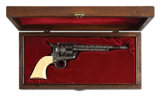 (C) ENGRAVED SECOND GENERATION COLT SINGLE ACTION ARMY REVOLVER, GIFTED ...