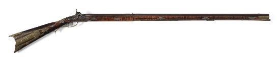 (A) FANTASTIC INCISE CARVED J.H. JOHNSTON PERCUSSION KENTUCKY RIFLE ...