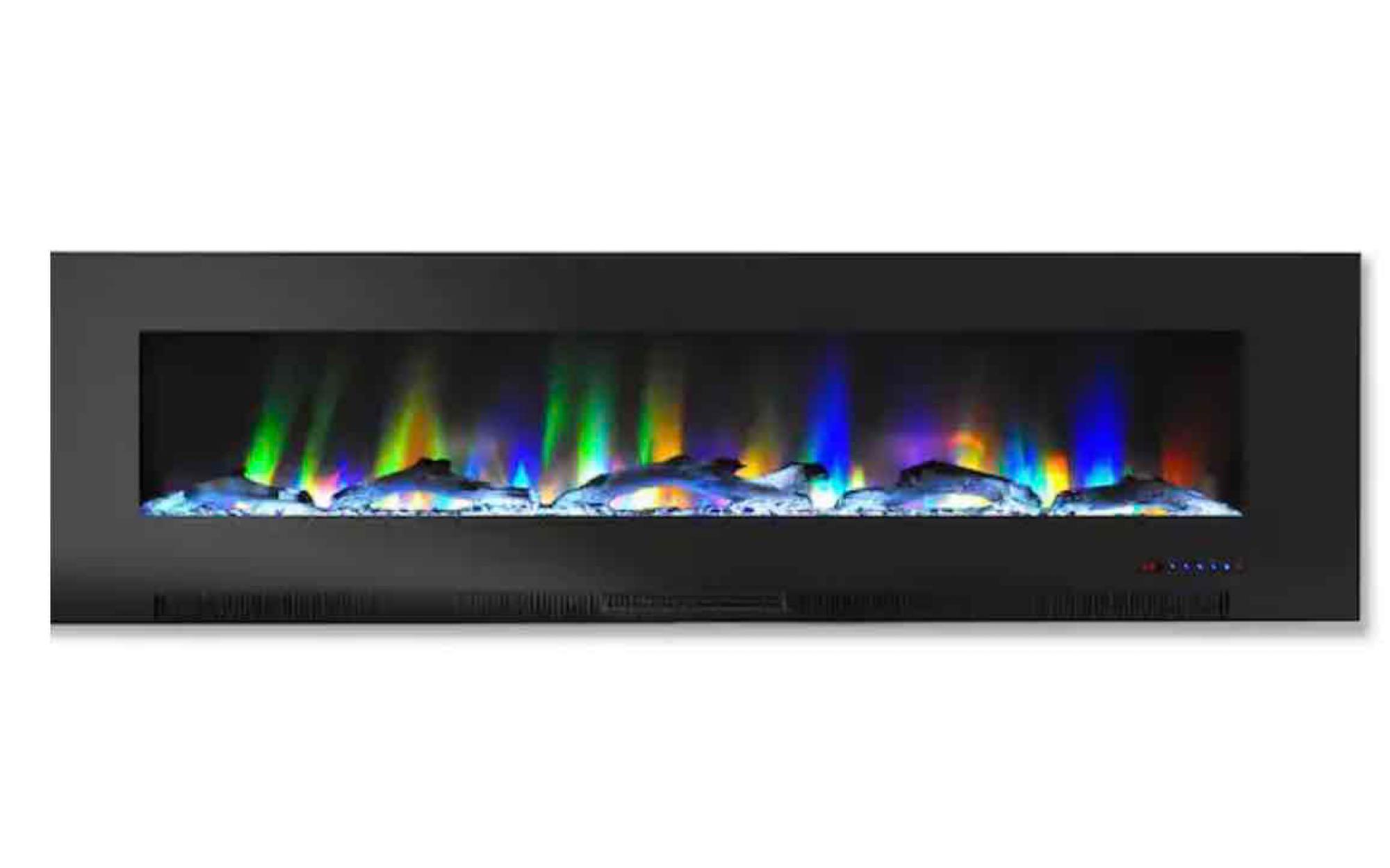 72 in. Wall-Mount Electric Fireplace in Black | Proxibid