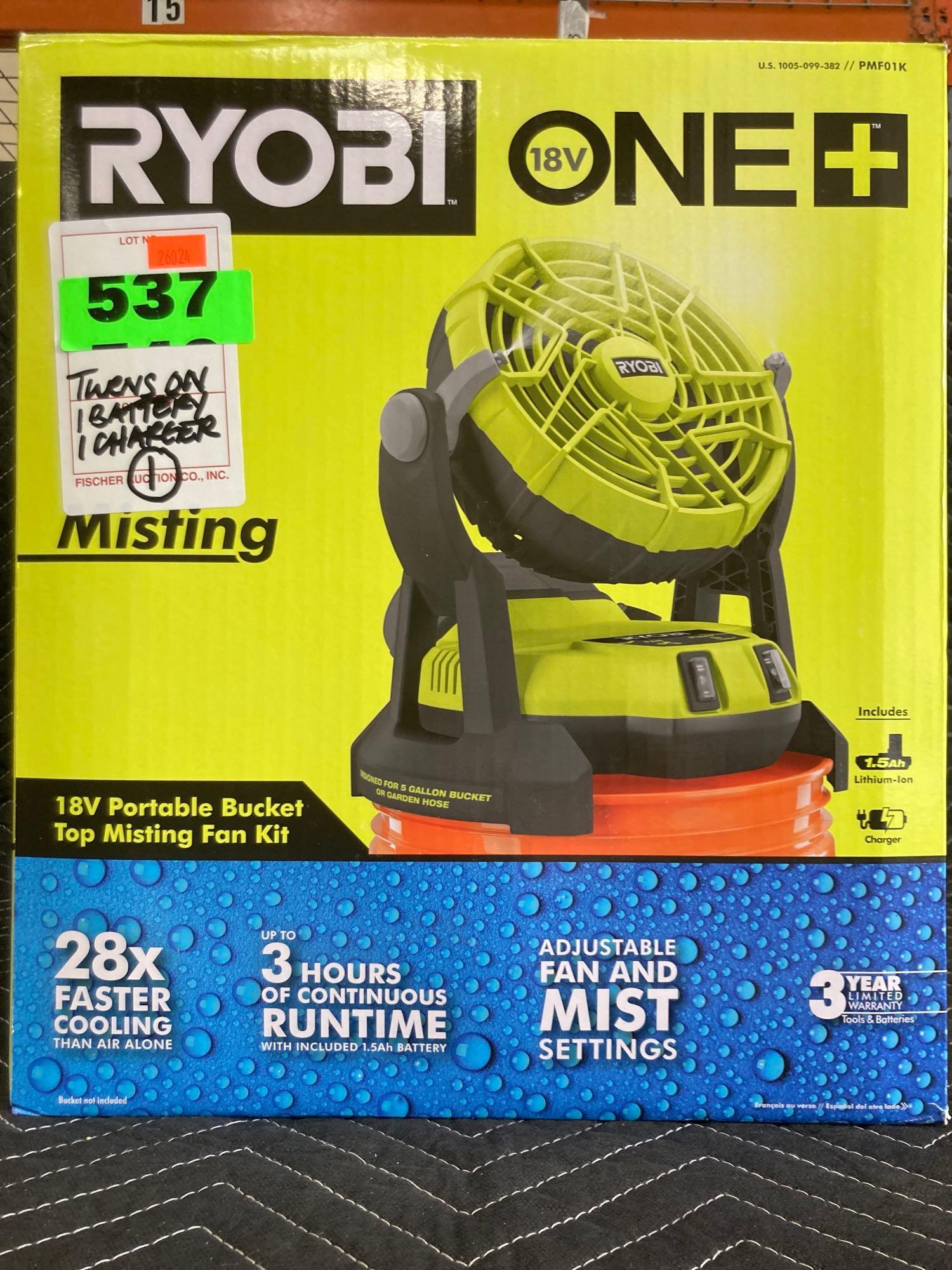 Ryobi 18v Portable Bucket Top Misting Fan | Proxibid