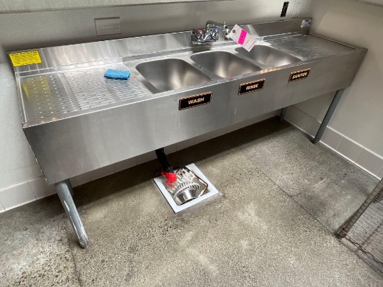 Krowne 72in Three Compartment Convenience Store Sink | Online Auctions ...