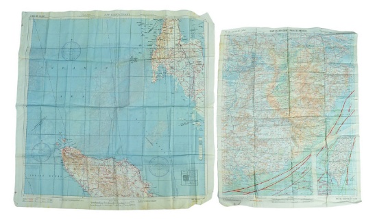 Two US Army Air Force WWII issue Silk/Cloth Escape Maps (HRT) | Online ...