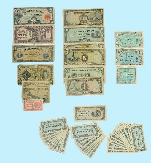 Roughly 60 Assorted WWII Currency - Japanese Occupation Notes/Yen ...