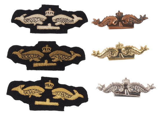Group Lot of 6 Foreign Royal Navy Submarine Badges and Warfare Pins (A ...