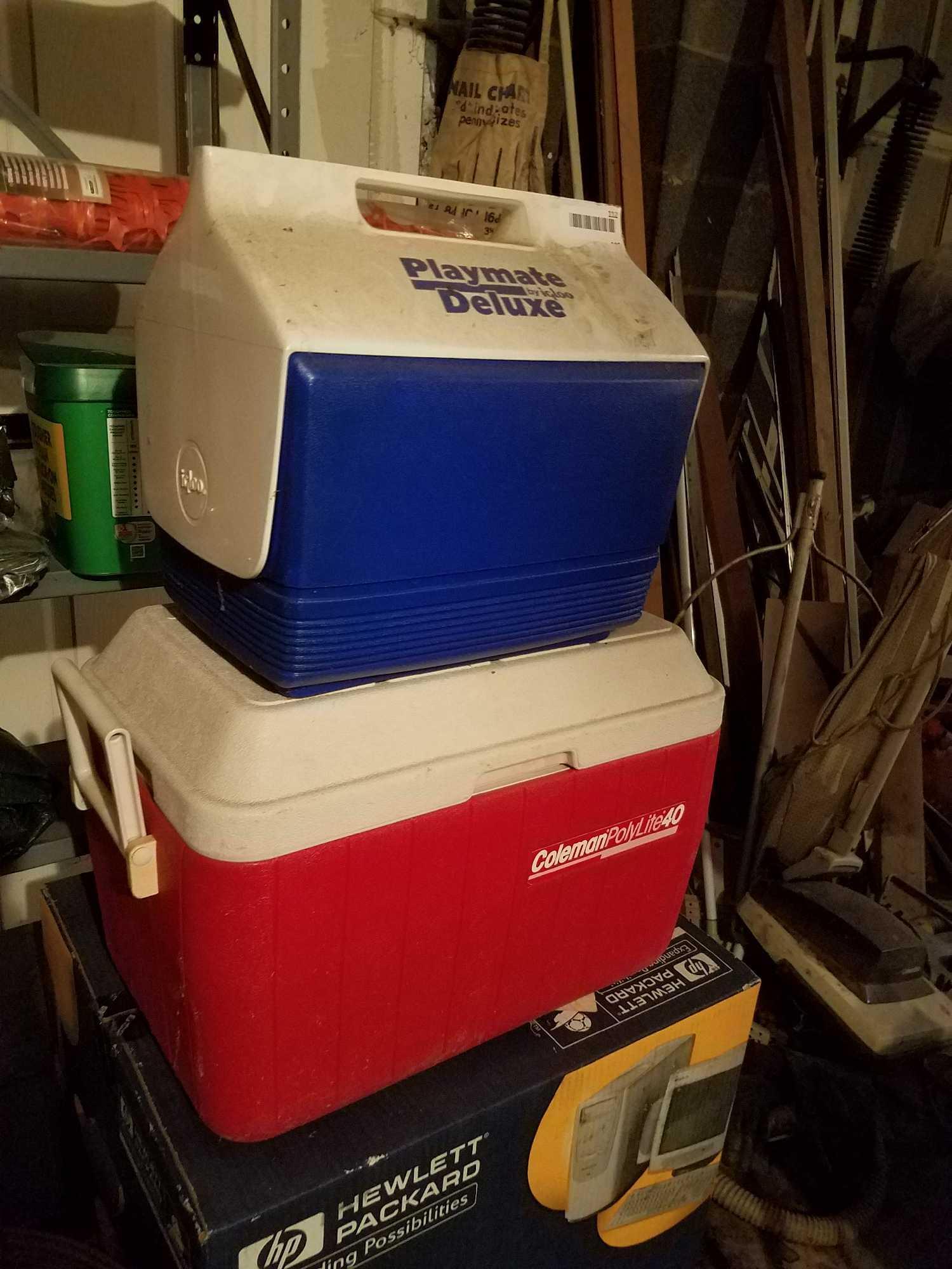 Coleman Polylite 40 cooler and Playmate Deluxe by | Proxibid