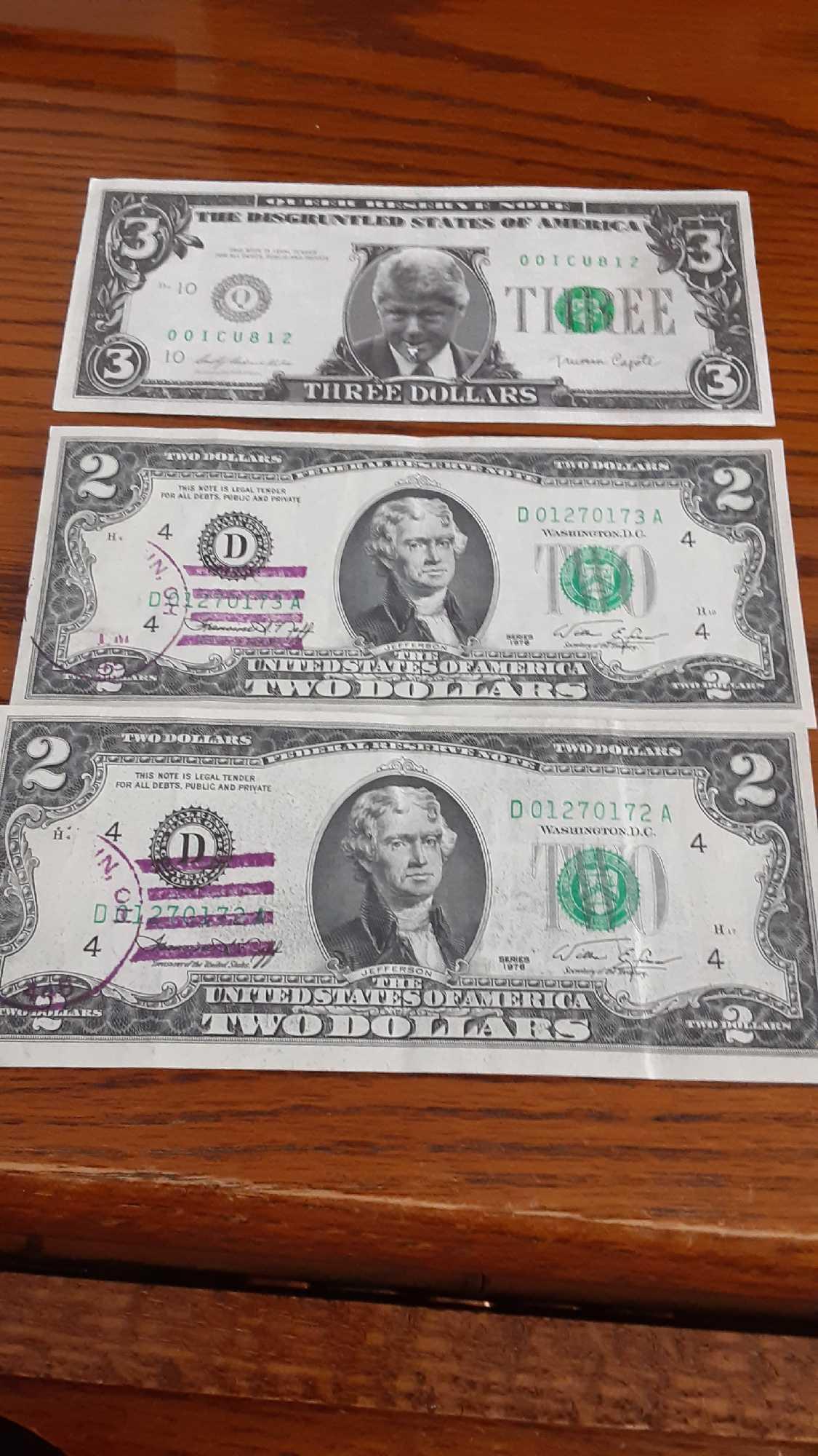 Real 3 Dollar Bill
