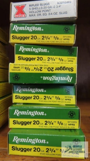 Six boxes of Remington slugger 20 gauge hollow point rifled slugs and ...