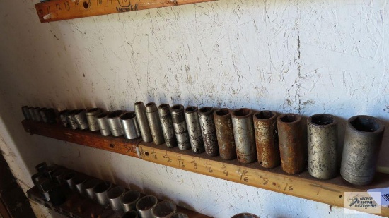 Lot of standard Craftsman deep well and shallow well 1/2 inch sockets ...