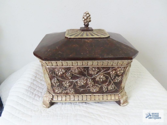 Decorative covered box, heavy. 13-1/2" wide by 11" deep by 13" tall ...