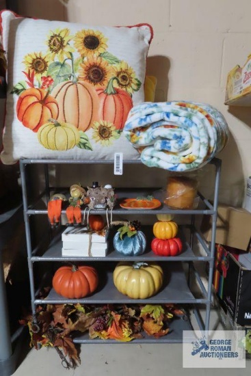 Small plastic lightweight shoe rack with autumn throw, decorative ...