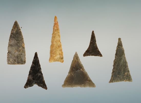 Set of 6 assorted Triangle points found in the Kentucky/Tennessee area ...