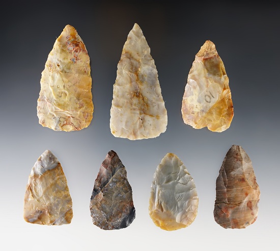 Set of 7 colorful Ohio Woodland Blades made from Flint Ridge Flint. 1 ...