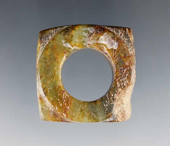 1 3/8" beautifully carved Square stone ornament that is heavily ...