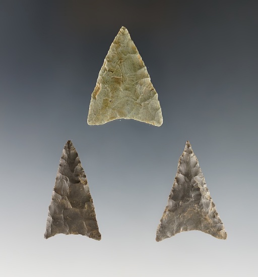 3 Triangular points found in Afton, Chenango Co., NY on the Decker ...