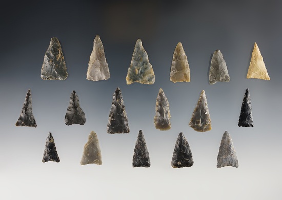 Set of 17 Triangle points found in Gilmore Co., West Virginia. The ...