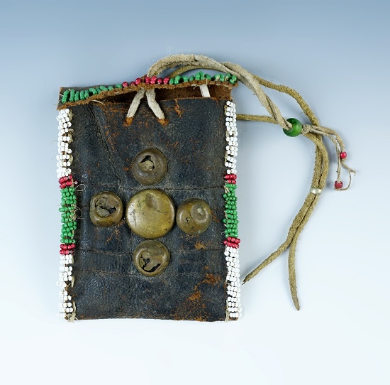 Very old 3" x 4" Beaded Leather Pouch from the late 1800's. | Online ...