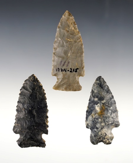 Set of 3 fine Indiana points including a nice MacCorkle. The largest is ...