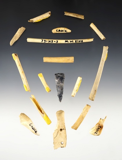 Set of drilled Bone Beads and a Triangle point found by Gene Day at the ...