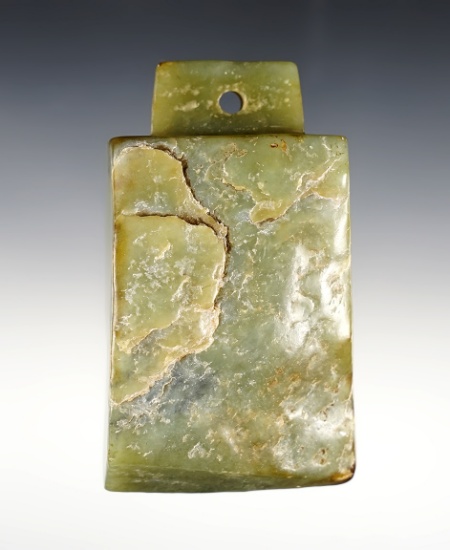 Large 4 1/4" tall Perforated piece of beautiful Jade. Recovered in ...
