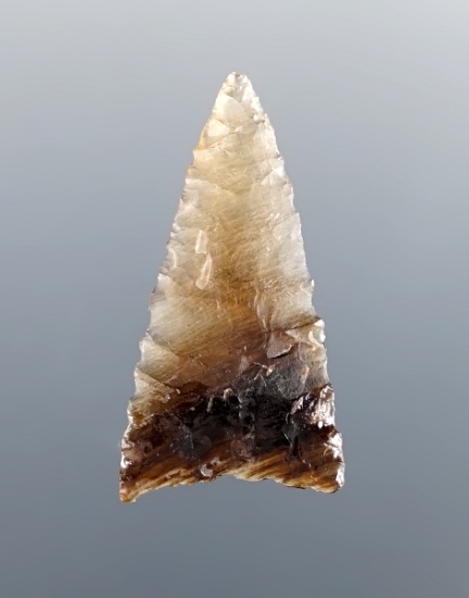 Fine flaking on this 1 1/8" Triangle Point made from striped Agate ...