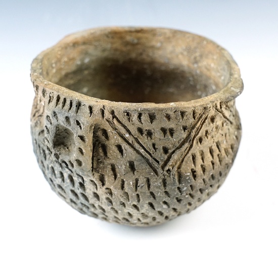 Solid 4 1/2" wide x 3" tall Barton incised and fully punctated Jar ...