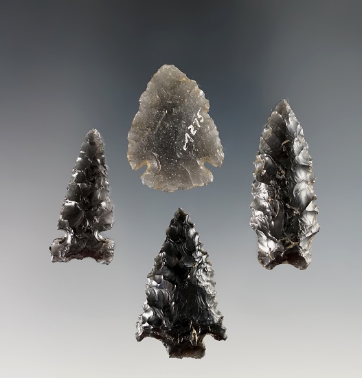 Set of 4 well made Obsidian Points found near the Columbia River in the ...