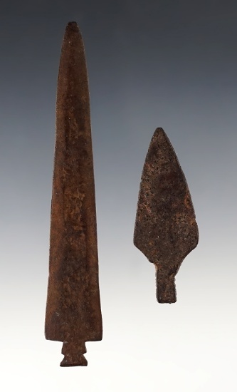Pair of Iron Arrow Points from a pre-1930's collection. The largest is ...